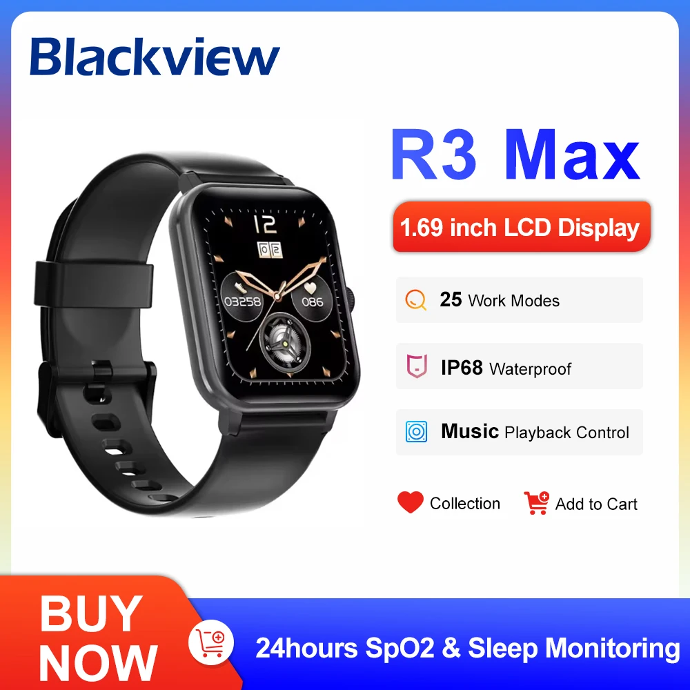 BLACKVIEW-R3-Max-Smartwatch-para-Homens-e-Mulheres-Rel-gio-de-Fitness ...