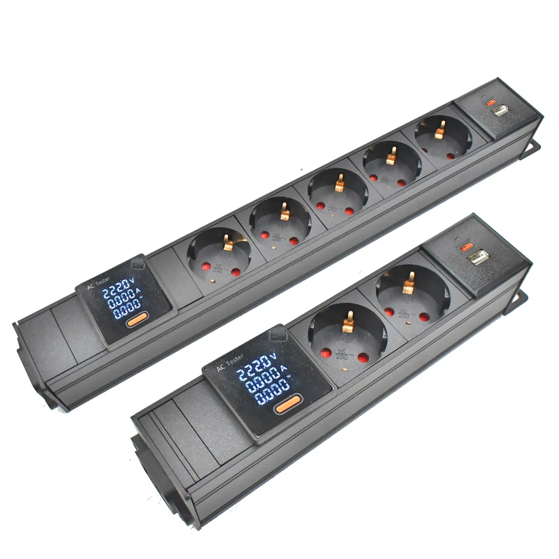 EU Socket PDU Power Strip with Short Circuit Switch and LED Light ...