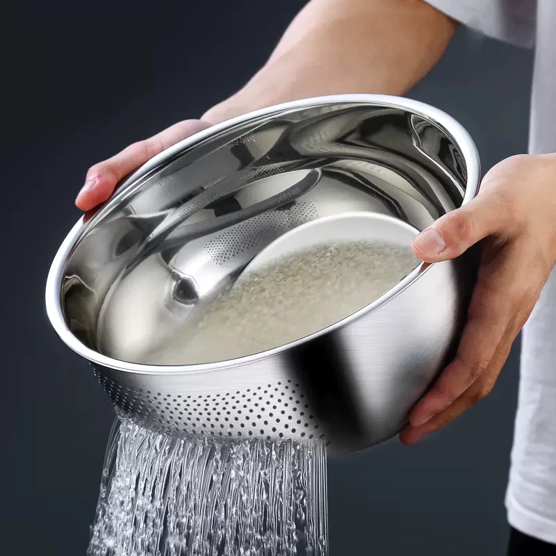 304-Stainless-Steel-Wash-Rice-Sieve-Bowl-Filter-Basket-Fruit-Vegetables ...