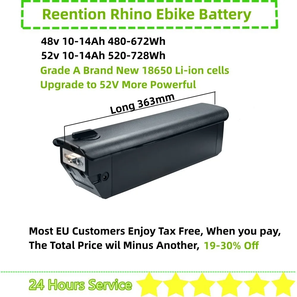 Reention Rhino Ebike Battery 48v 10ah 10.4ah 13ah 14ah 52v 13ah 14ah ...