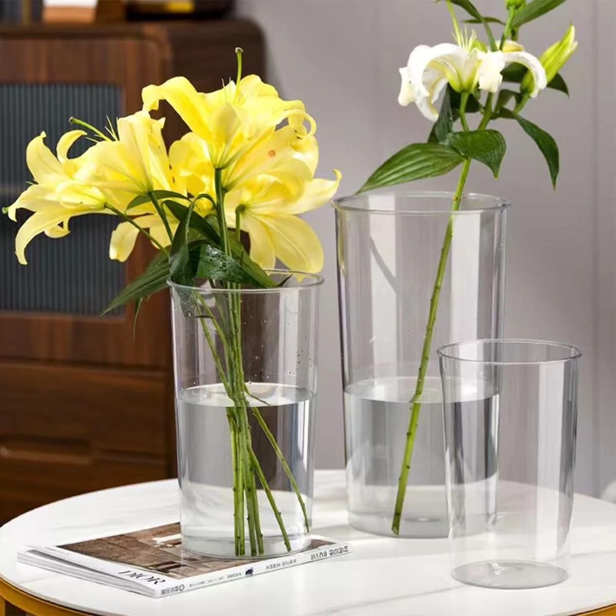 Acrylic-Clear-Cylinder-Flower-Vase-Unbreakable-Hurricane-Tall-Large ...