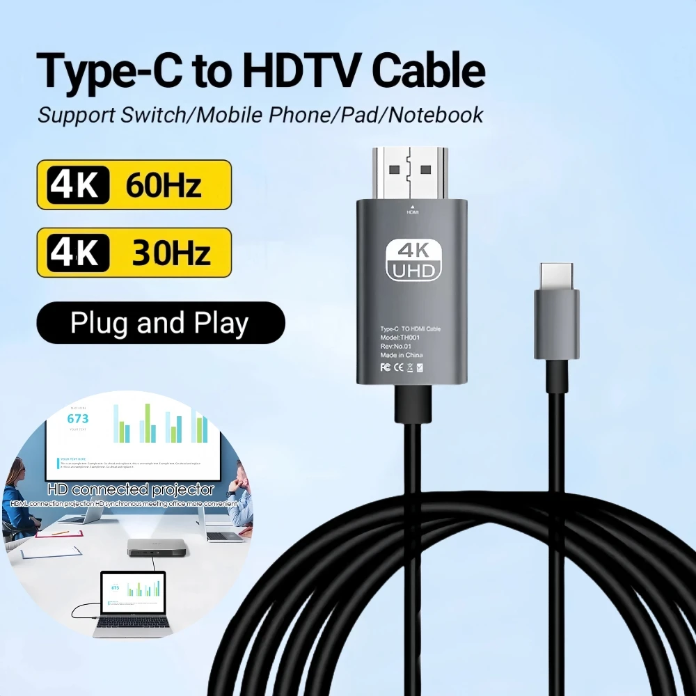USB-Type-C-Video-Cable-Converter-4K-60Hz-USB-Type-C-to-HDMI-compatible ...