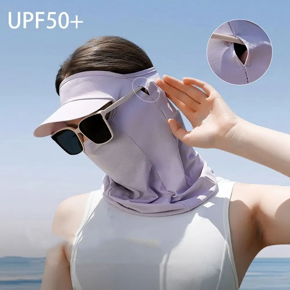 Summer-With-Glasses-Hole-Sunscreen-Face-Scarf-UV-Protection-Solid-Color ...