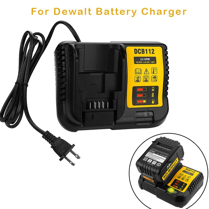 DCB112 교체용 리튬 이온 배터리 충전기, Dewalt 10.8V 12V 14.4V 18V 20V 리튬 셀 배터리 충전기 ...