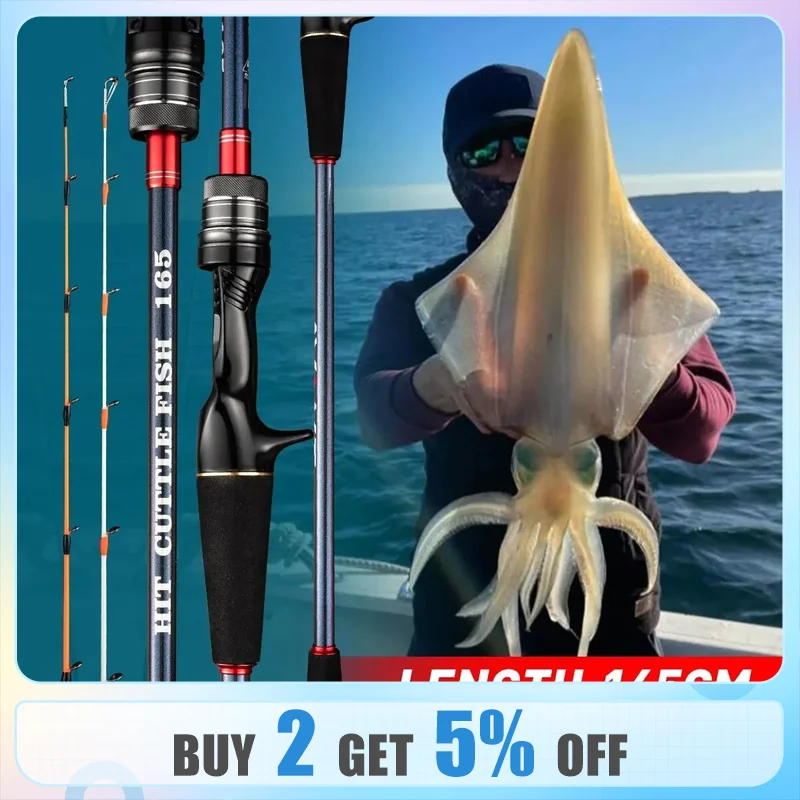 초보자용 초경량 탄소 섬유 문어 지깅 낚싯대, 오징어 캐스팅 낚싯대 미끼, 20-80g, 40-120g, ML/M 팁