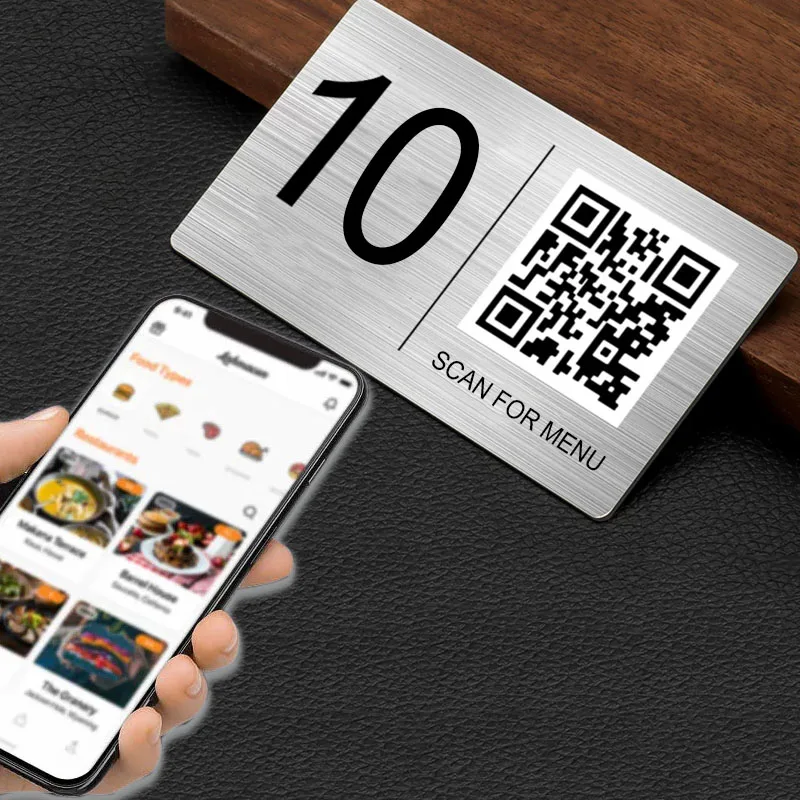 5-10Pcs-Custom-Stainless-Steel-Table-Signs-Desktop-Scan-Menu-QR-Code ...