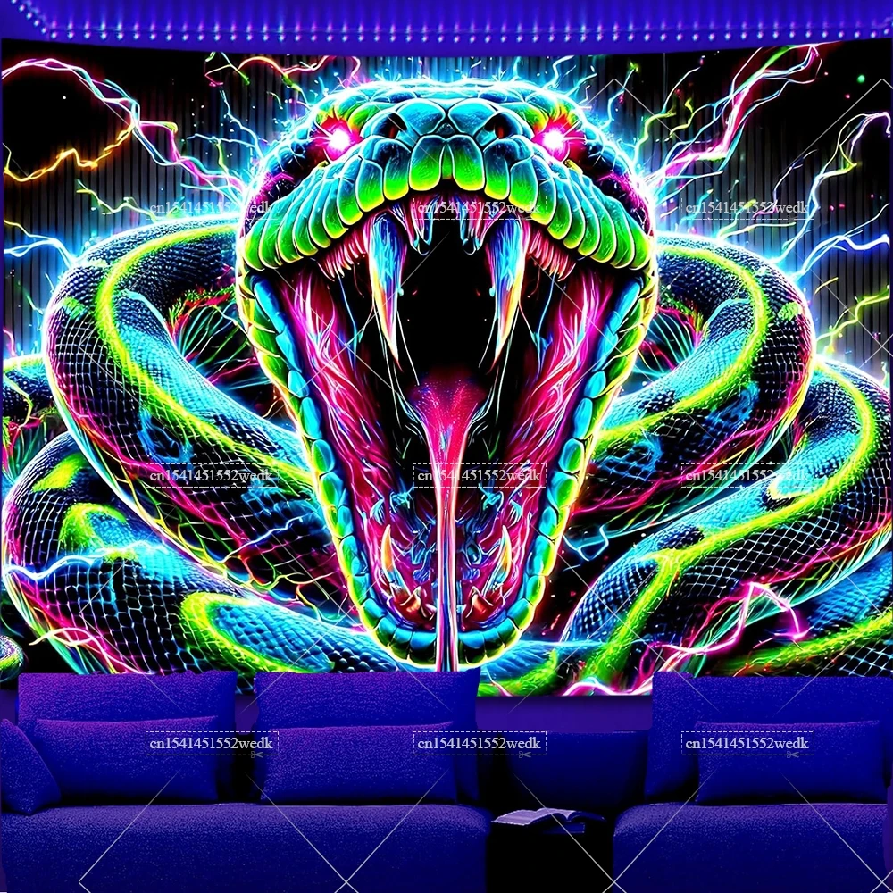 UV Reactive Glow In The Dark Snake Tapestry Animals Glowing Tapestries ...