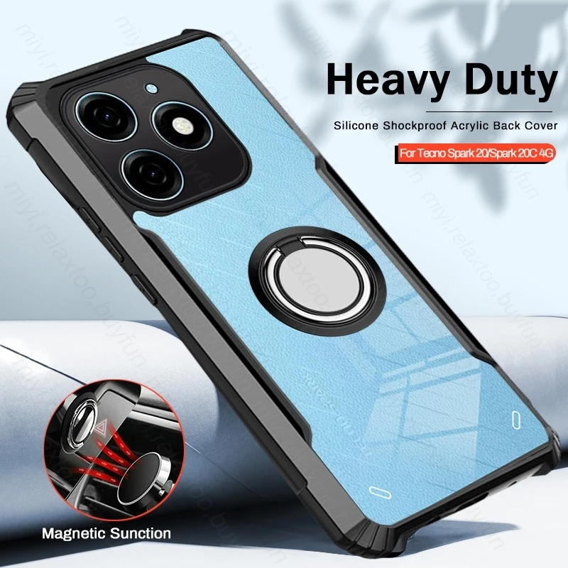 Transparent-Acrylic-Armor-Case-For-Tecno-Spark-20-Pro-20C-4G-Magnet ...