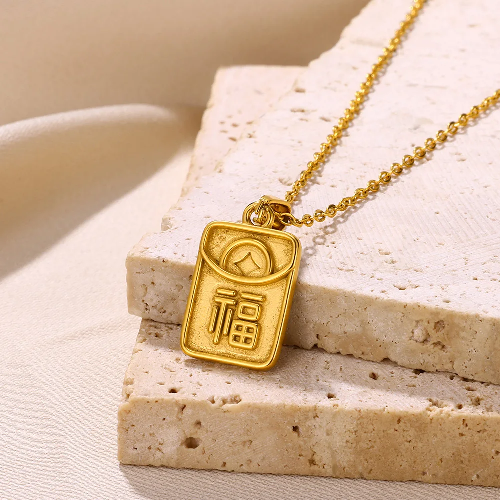 Chinese-FU-Characters-For-Fortune-Necklace-Women-Men-Blessing-Jewelry ...