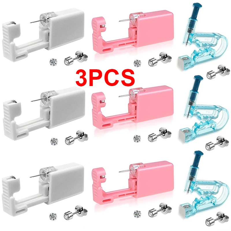 1 3Pcs Disposable Safe Painless Ear Piercing Healthy Sterile Puncture ...