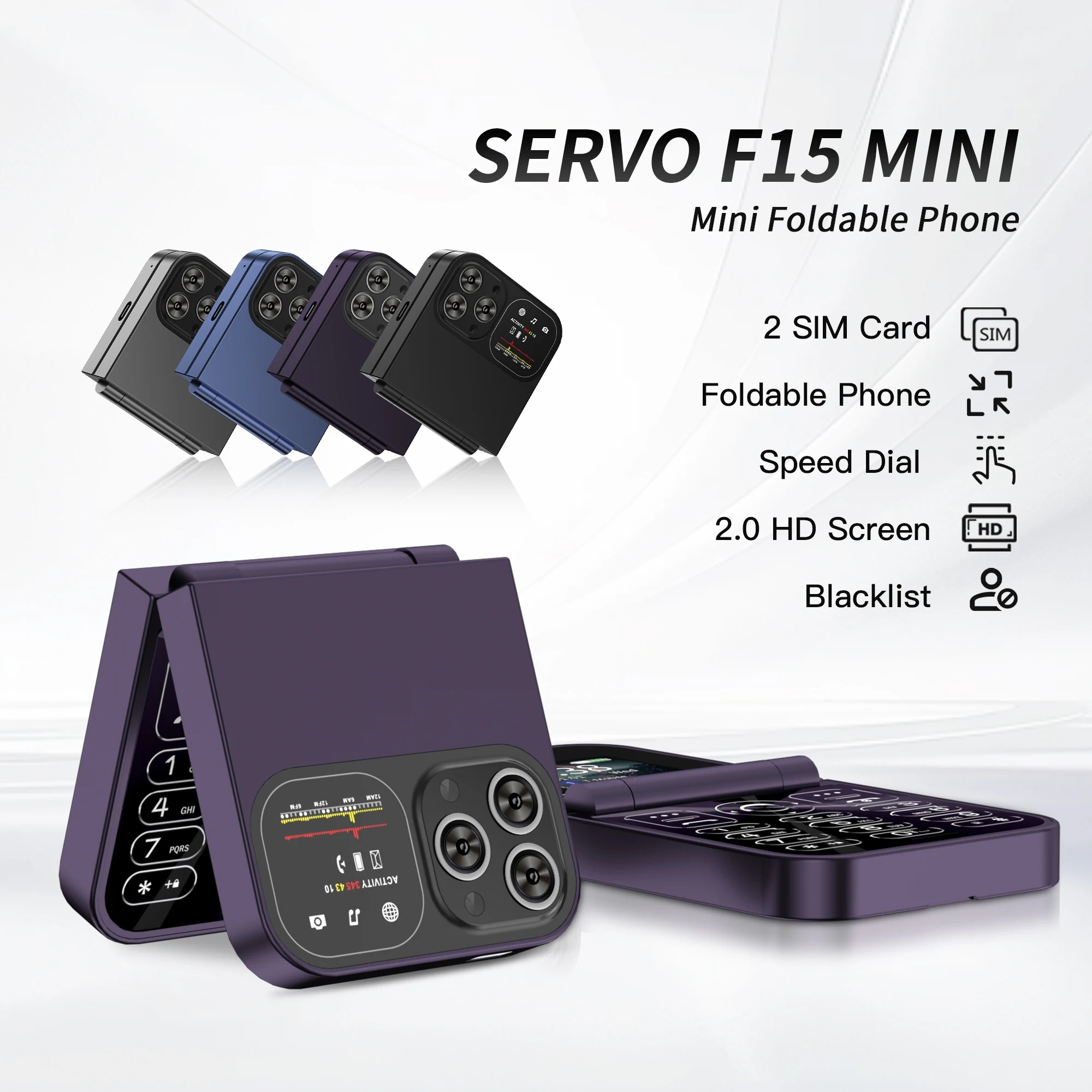 SERVO F15 Mini Flip Mobile Phone Dual SIM Standby Flashlight Magic ...
