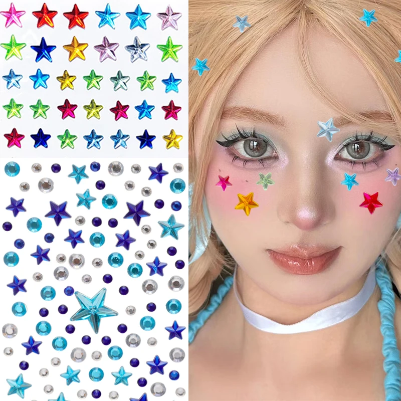 3D Star Face Eye Stickers Makeup Gems Festival Party Shiny Jewels ...