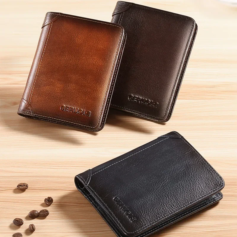 Genuine-Leather-Rfid-Protection-Wallets-for-Men-Vintage-Thin-Short ...