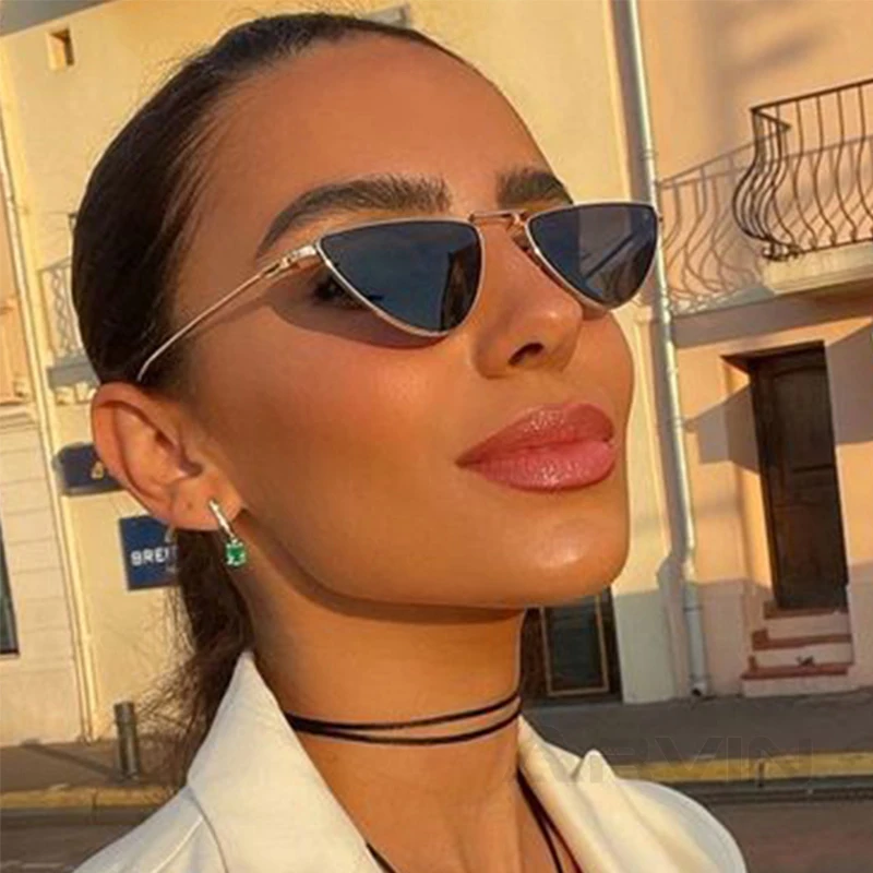 New Triangle Cat Eye Sunglasses Vintage Alloy Sun Glasses Women Unique ...