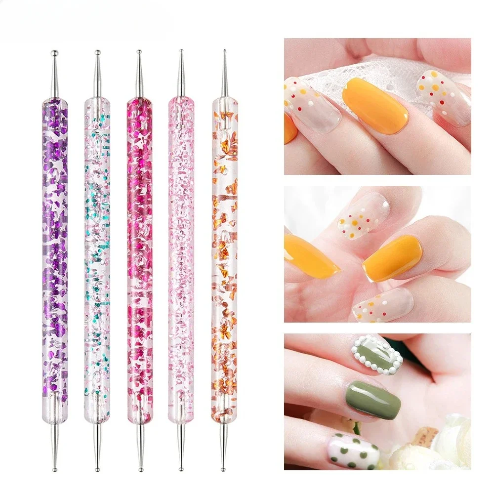 5-teile-satz-Dual-Ended-Nail-Art-Punkt-ier-stift-mit-Strass-Griff-3D-UV ...