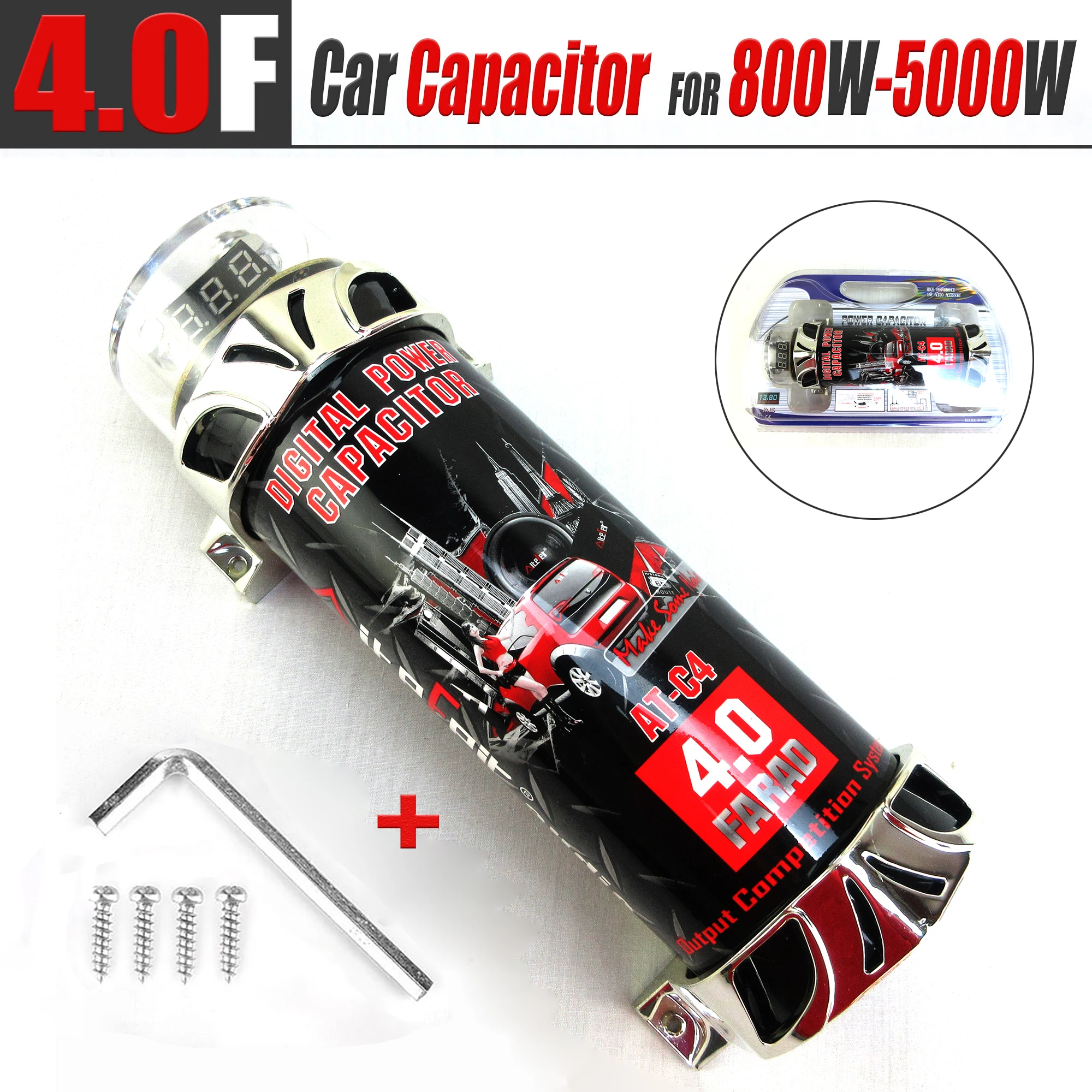 4-0-Farad-Car-Audio-Capacitor-Power-800W-5000W-Power-Regulator-LED ...