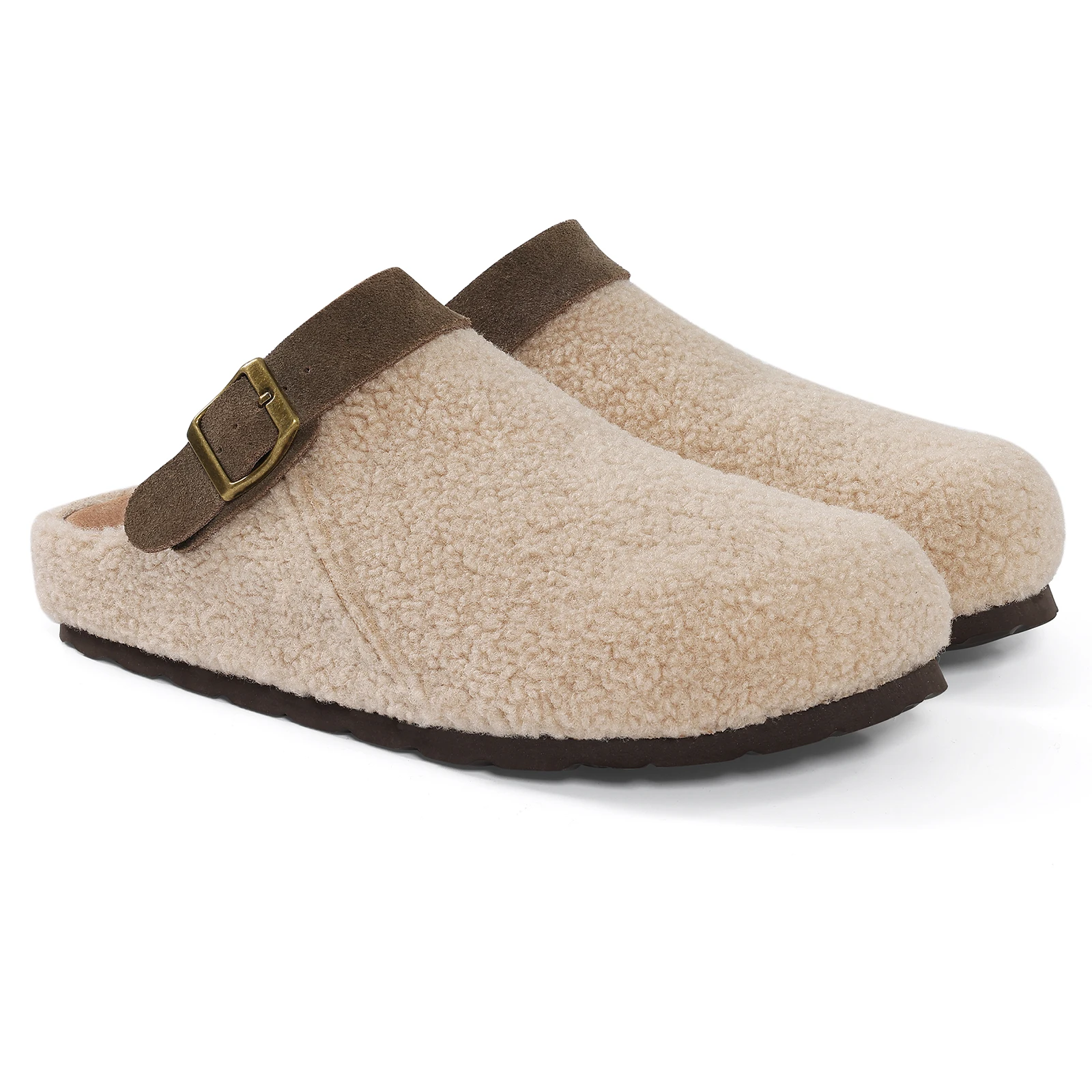 Evshine Winter Fleece Mules Shoes For Women Indoor Outdoor Warm Fur ...