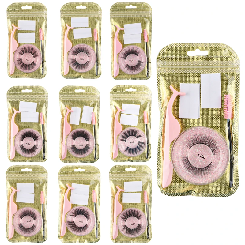 Natural 3D Mink Lashes 4 in 1 Lash Bags Packaging Daily False Eyelashes ...