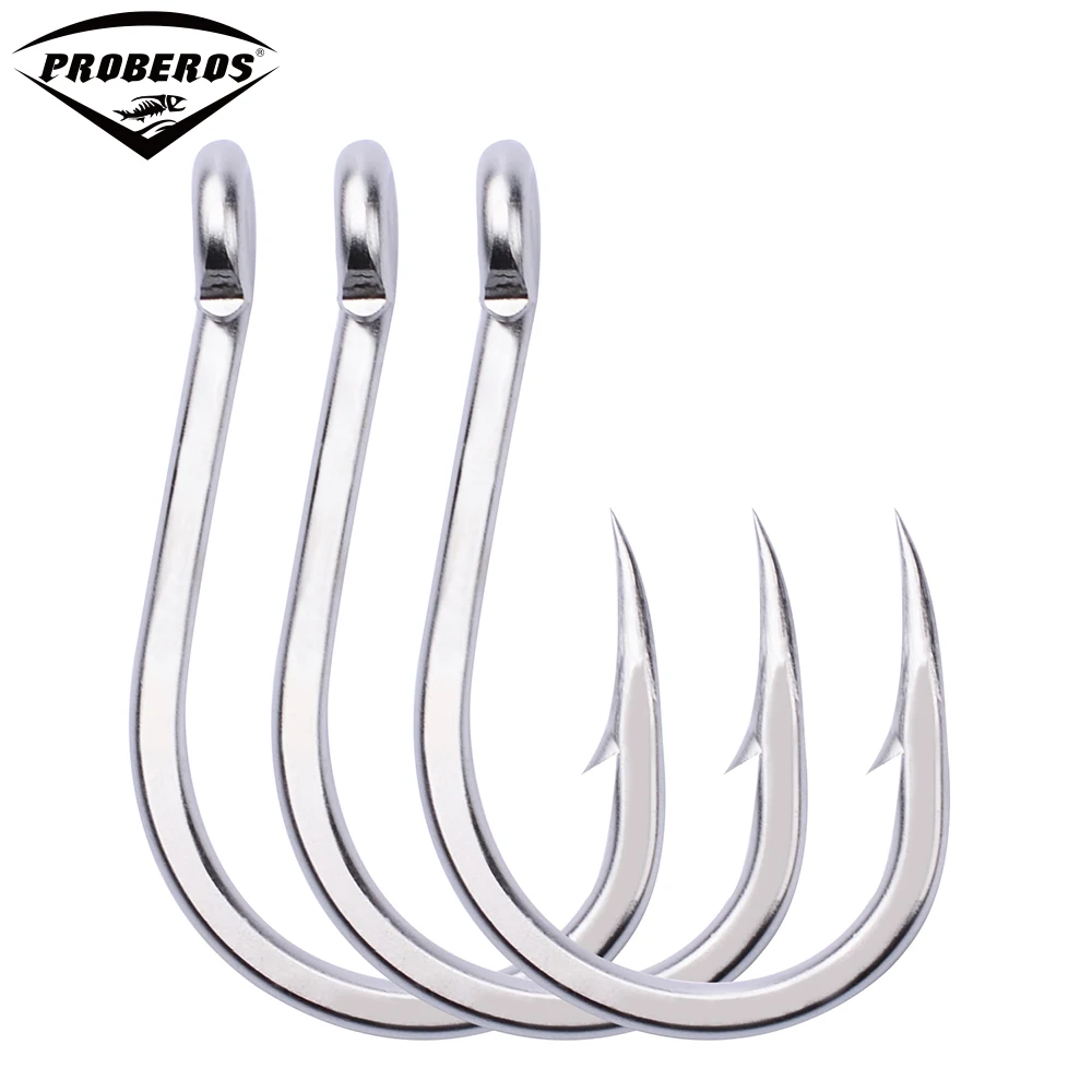 PROBEROS 20pcs 1/0#-13/0# Stainless Steel Heavy Duty Barbed Jig Hooks ...
