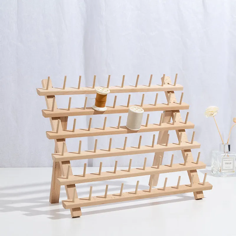 60-Spool-Thread-Rack-Sewing-Embroidery-Organizer-Natural-Wood-for ...