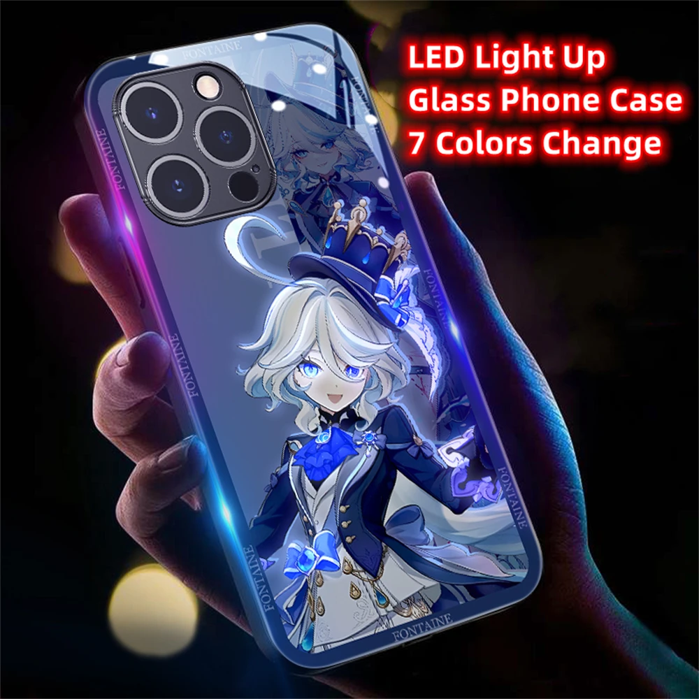 Water-God-Furina-Role-Luminous-Glass-LED-Call-Light-Up-Flash-Phone-Case ...