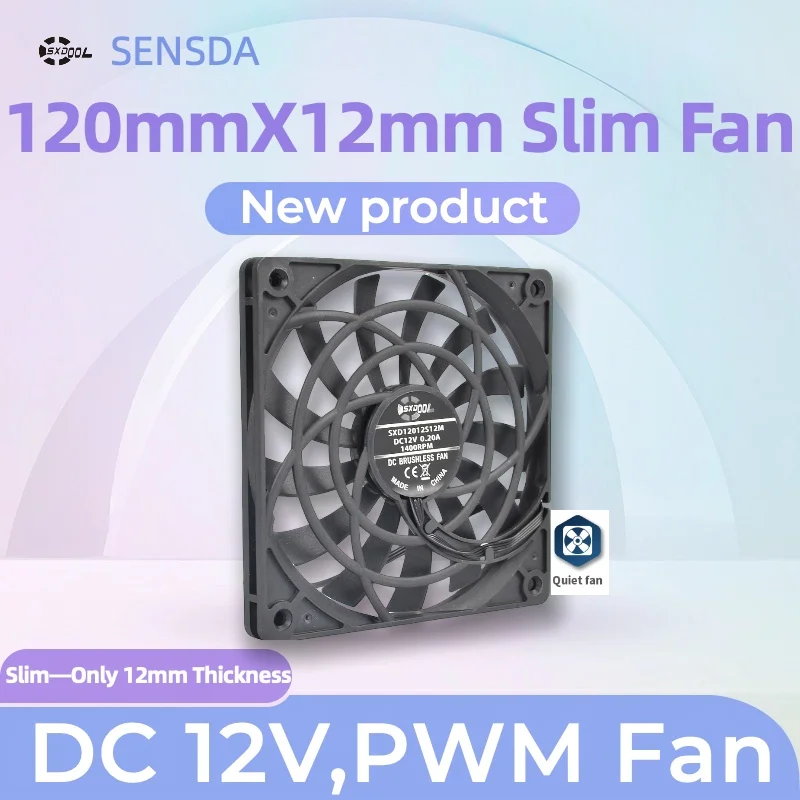 Ultra-Slim-120mm-PWM-Cooling-Fan-12V-0-20A-1400-RPM-Quiet-Low-Noise ...