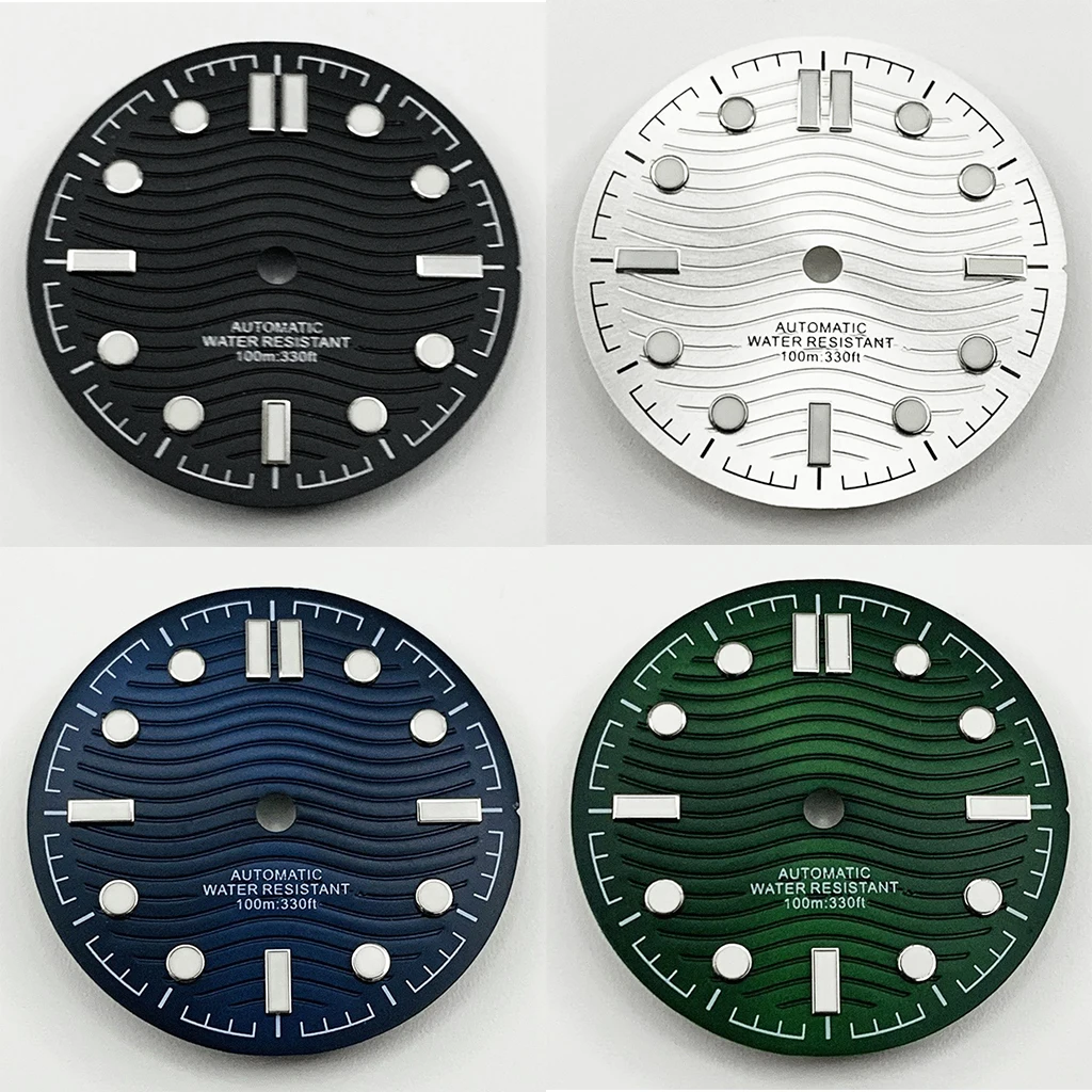 31mm-Black-White-Blue-Green-Watch-Dial-Luminous-Watch-Faces-for-Fit ...