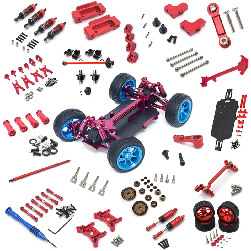 Wltoys 1/18 Rc Car Truck Red All Metal Upgrade Parts Wheel Seat Tire ...