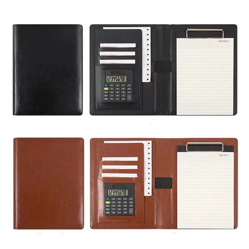 PU Leather Padfolio A5 Document Portfolio Folder Multifunction Business ...