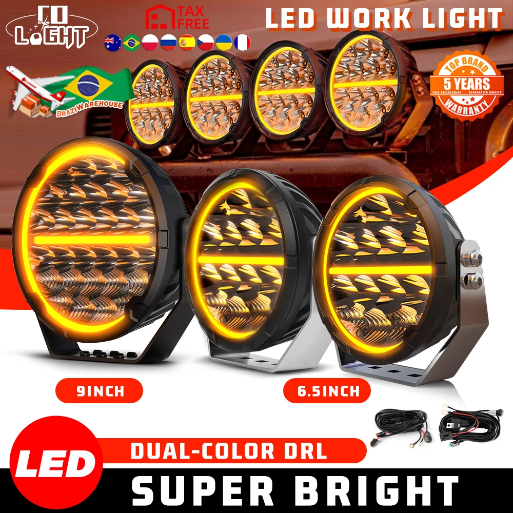 CO-LIGHT-Round-LED-Offroad-Lights-9-Inch-Spot-Flood-Driving-Light-Pods ...