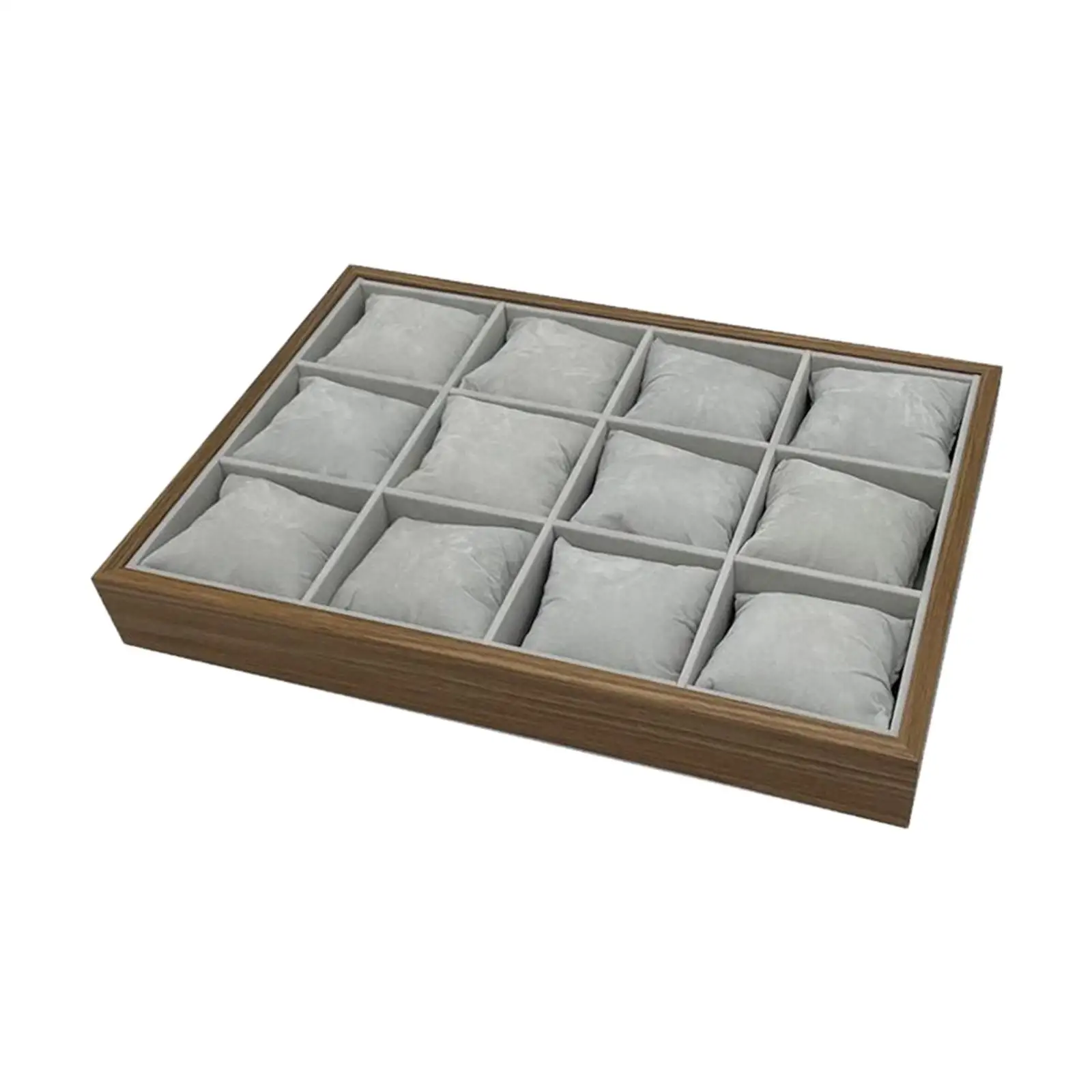 Watch Tray with Removable Pillow 12 Slot Countertop Wood Watch Box ...