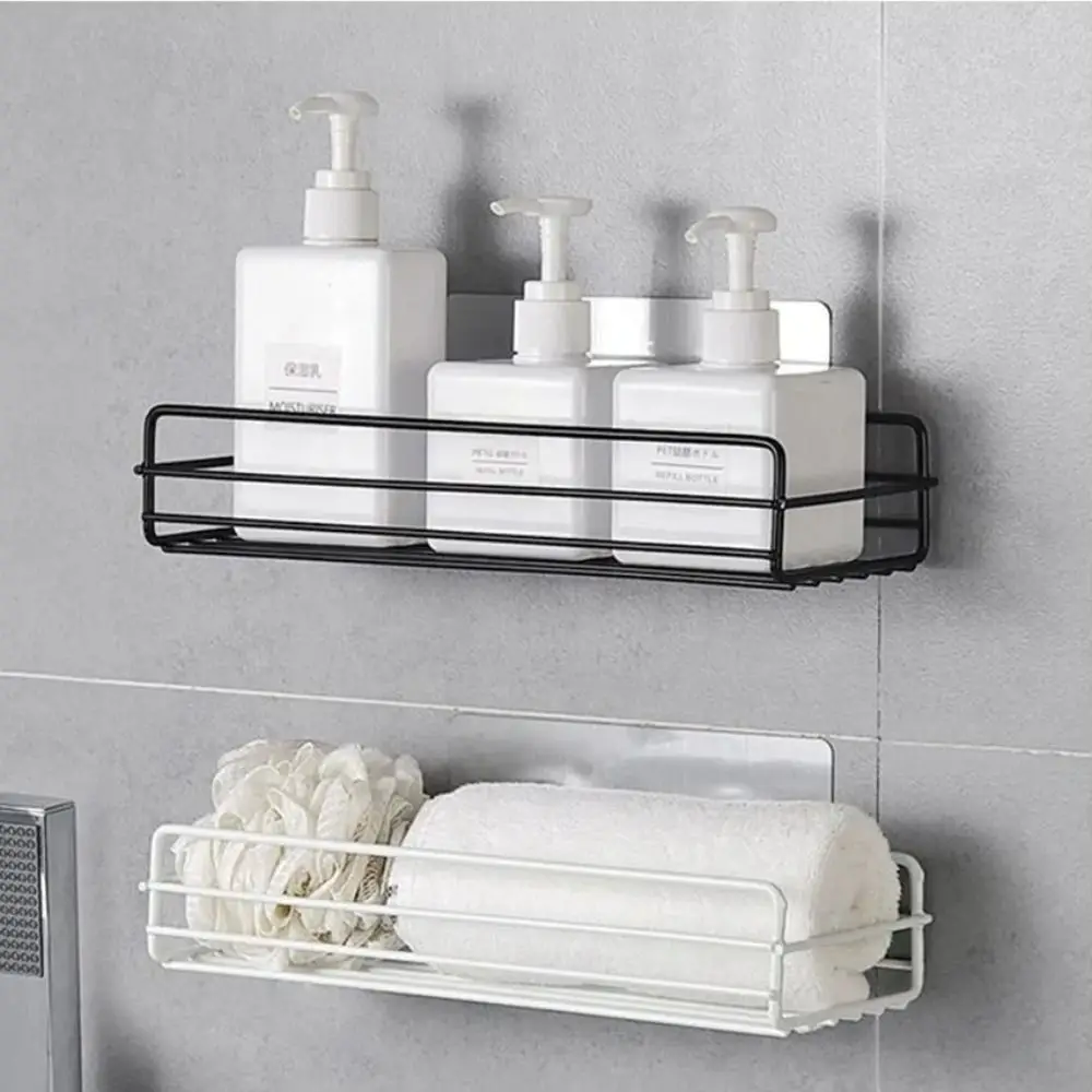 Wall-Mount-Bathroom-Shelves-Durable-Iron-No-Drill-Shower-Organizer ...