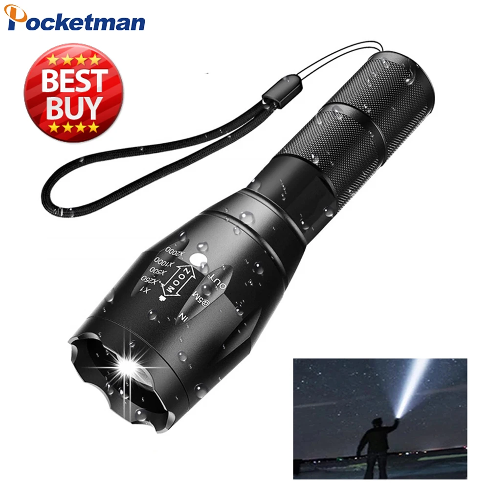 Pocketman New T6 Q5 LED Flashlight Zoomable Torch Waterproof Torch High ...