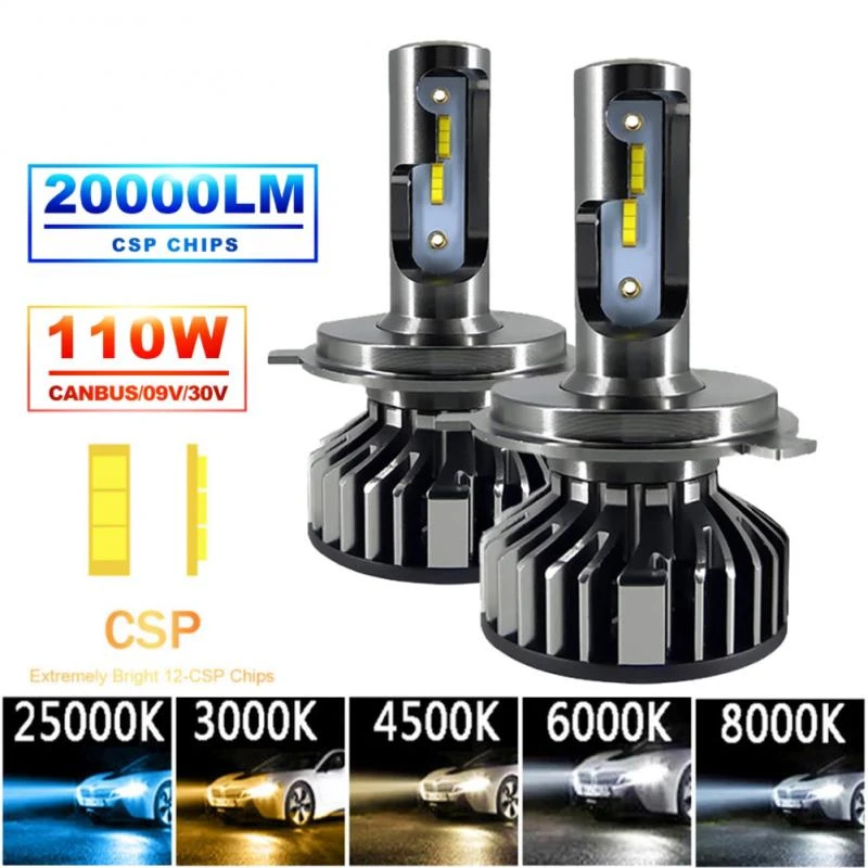 H7 H4 Car Headlights LED Bulbs CSP CANBUS Chip 110W 20000LM 12V 24V Auto LED Lamp Car H3 H1 H11 ...