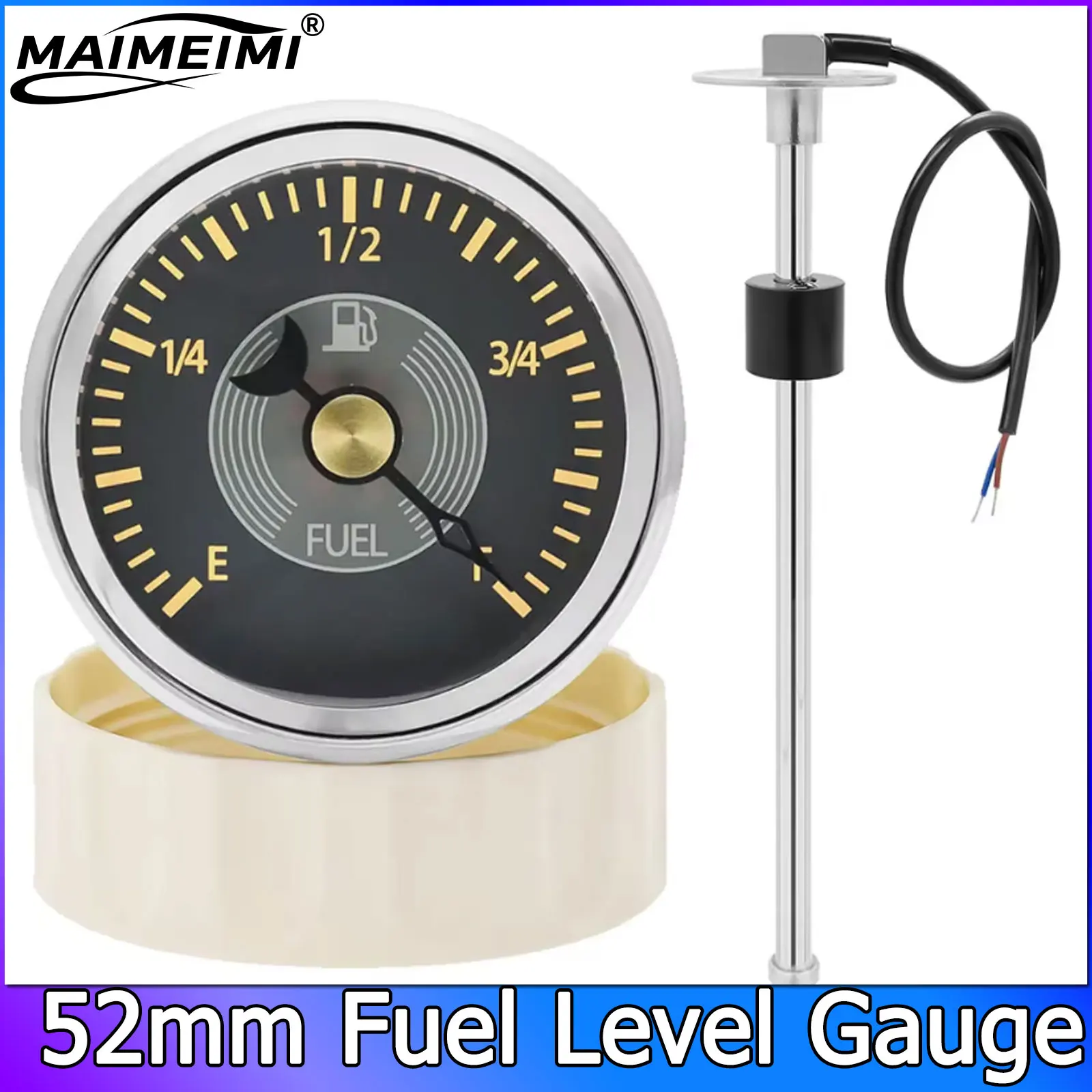 Universal 52mm Fuel Level Gauge Classic Pointer 0-190ohm Oil Liquid ...