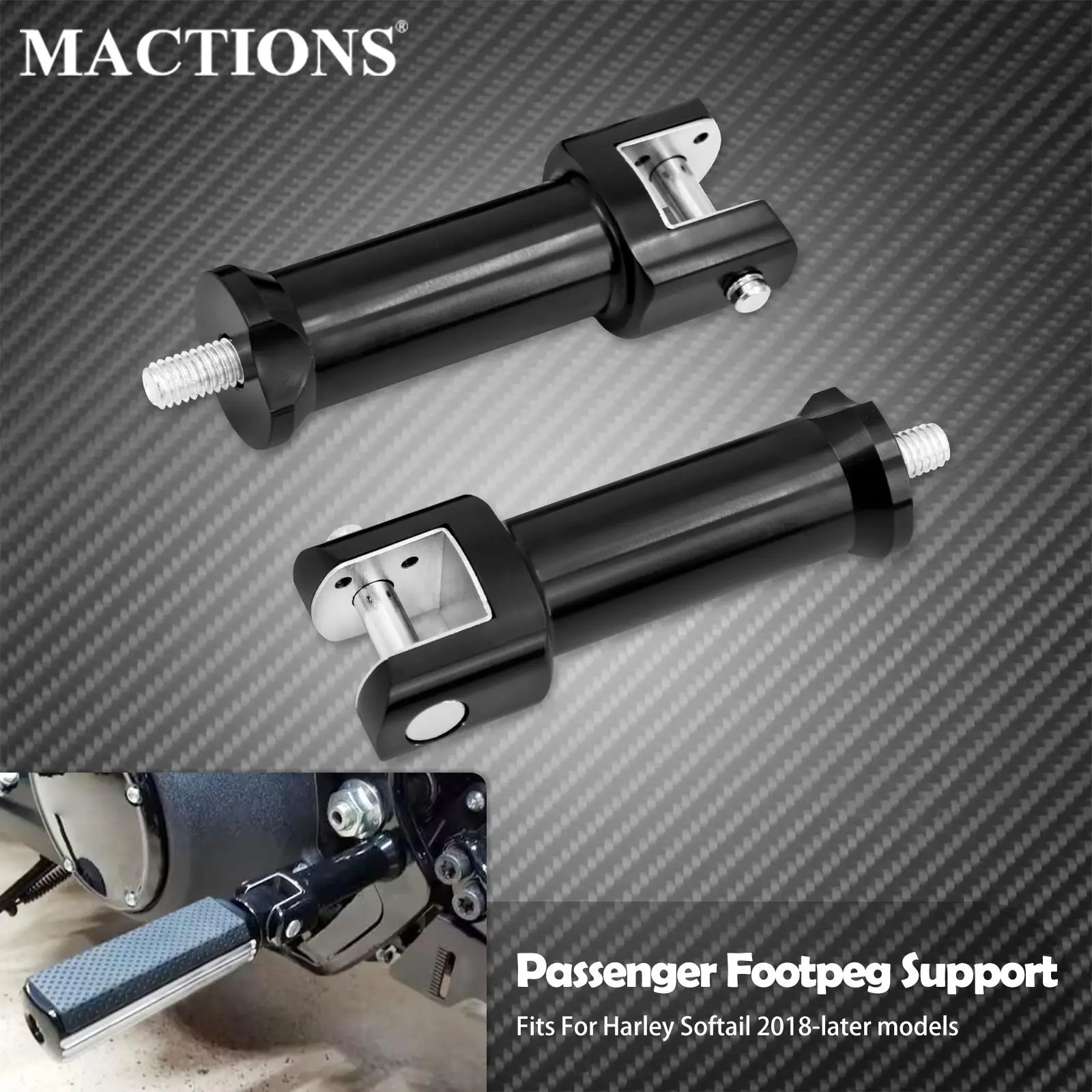 Motorcycle-Black-Passenger-Foot-Pegs-Support-Mount-Rear-Footrest-Kit ...