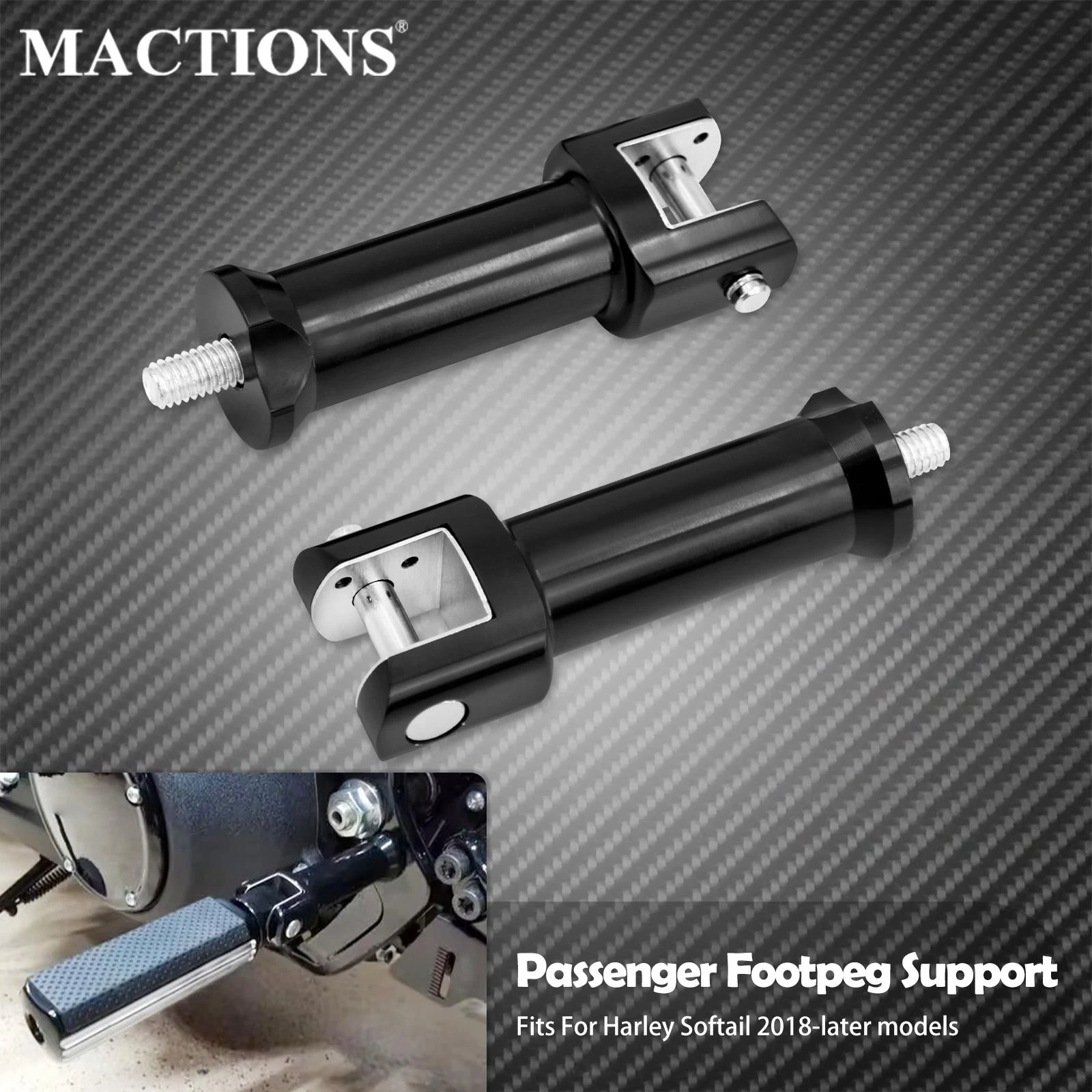 Motorcycle Black Passenger Foot Pegs Support Mount Rear Footrest Kit ...