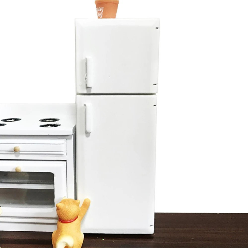 1/12 Dollhouse Miniature Accessories Mini Wooden Refrigerator ...