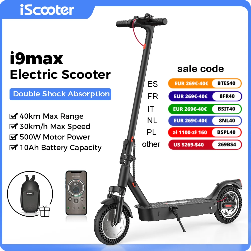 iScooter-i9max-Electric-Scooter-500W-10Ah-Powerful-Electric-Kick ...