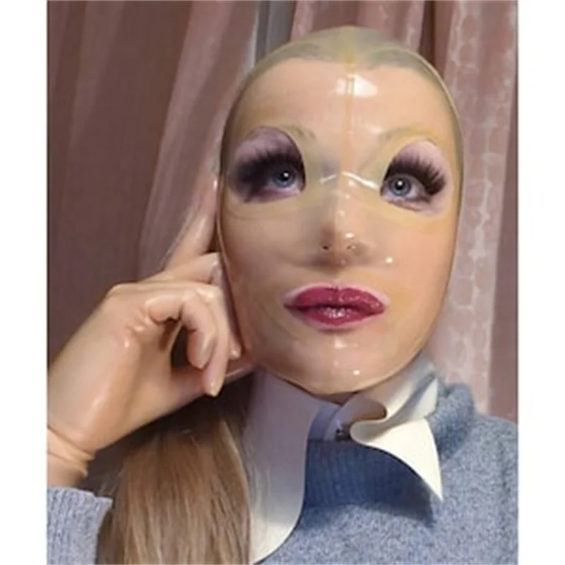 Transparente-Gummi-hauben-sexy-Fetisch-Frauen-Vollkopf-Latex-maske ...