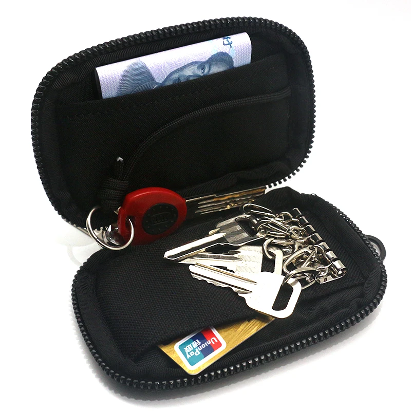 Nylon-Key-Holder-Case-Zippered-Key-Organizer-Wallet-with-6-Hooks-for ...