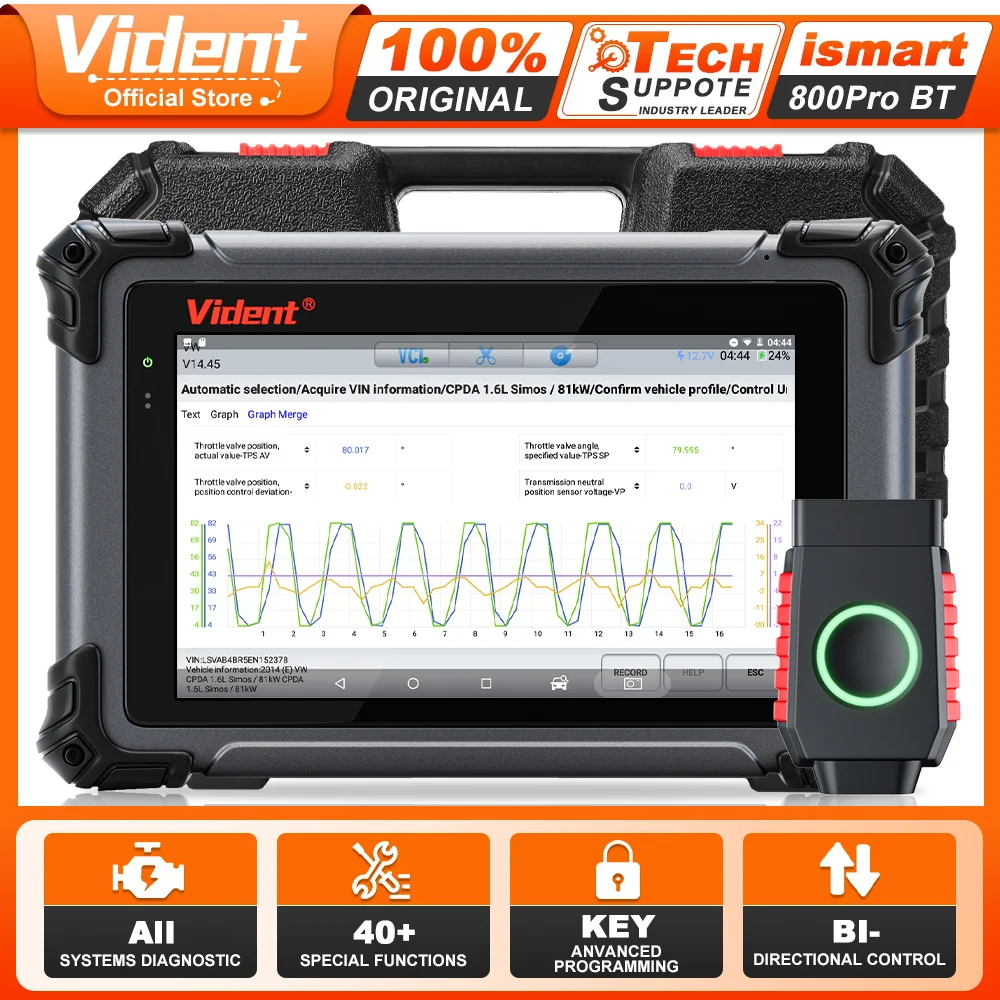 VIDENT-iSmart800Pro-BT-Car-Diagnostic-Tools-OBD2-Scanner-Bluetooth-40 ...