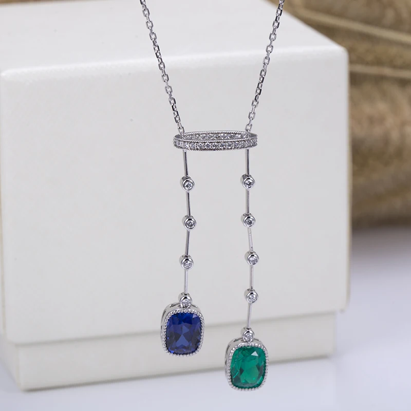 Messi-Jewelry-18K-White-Gold-Lab-Sapphire-Lab-Emerald-Custom-Chain ...