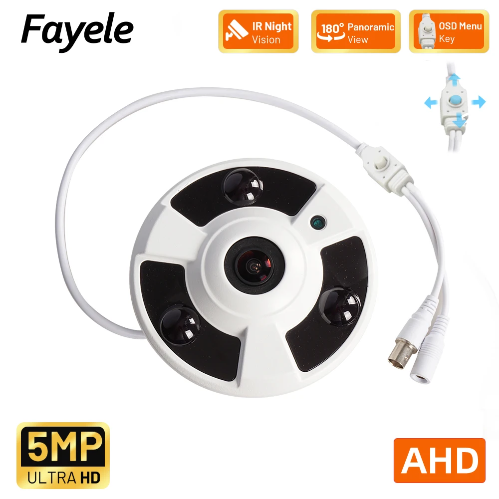 Closed CCTV BNC 180° Panoramic Camera Wide Angle View 2MP 5MP AHD TVI ...