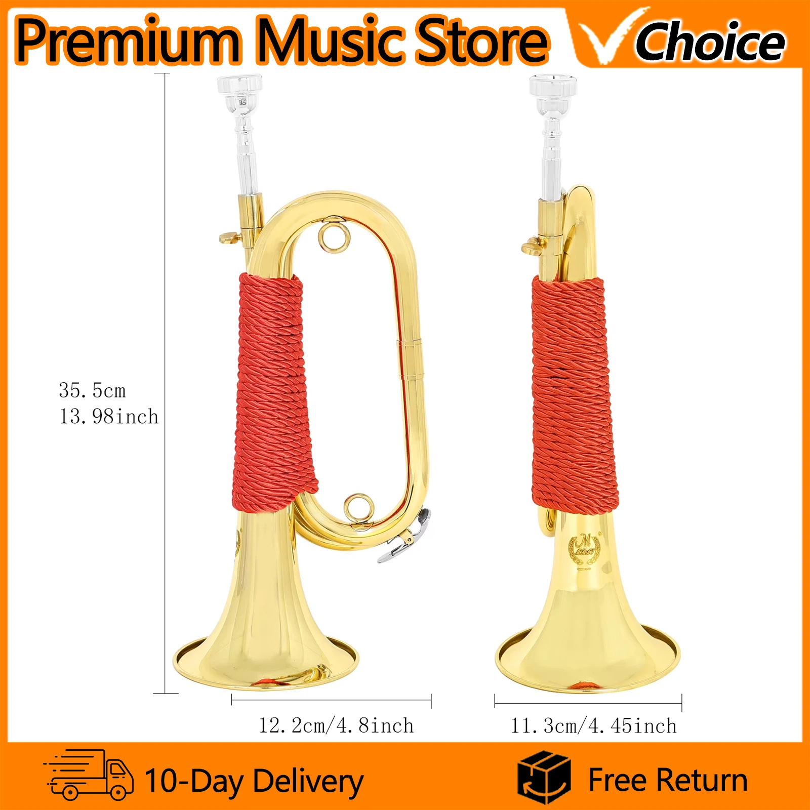 M MBAT Bugle Spanish Flugelhorn Copper Marching Flugelhorn Horn Brass ...