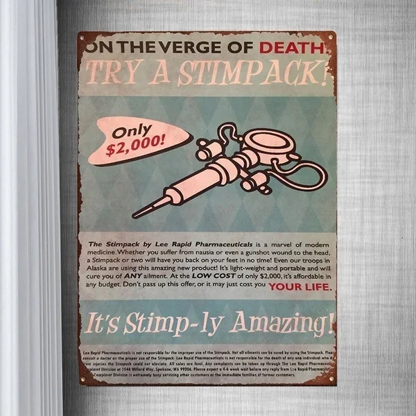 Tin-Sign-Vintage-Fallout-On-The-Verge-Of-Death-Try-A-Stimpack-Vintage ...