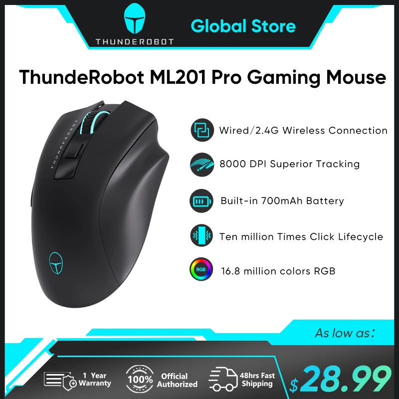 Bluetooth-8000DPI-Wireless-Office-Gaming-Mouse-ThundeRobot-ML201Pro ...