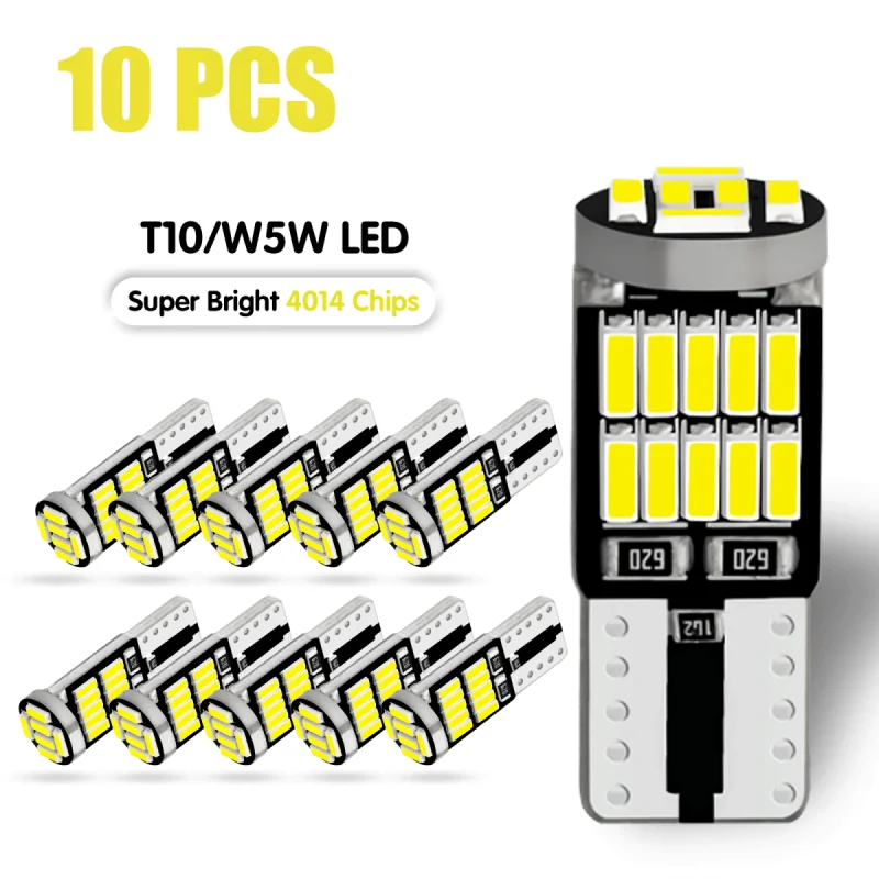 2/10/20 Pcs T10 W5W LED Bulbs Canbus 6500K 26 SMD 4014 Chip For BMW Audi Mercedes Benz Car ...