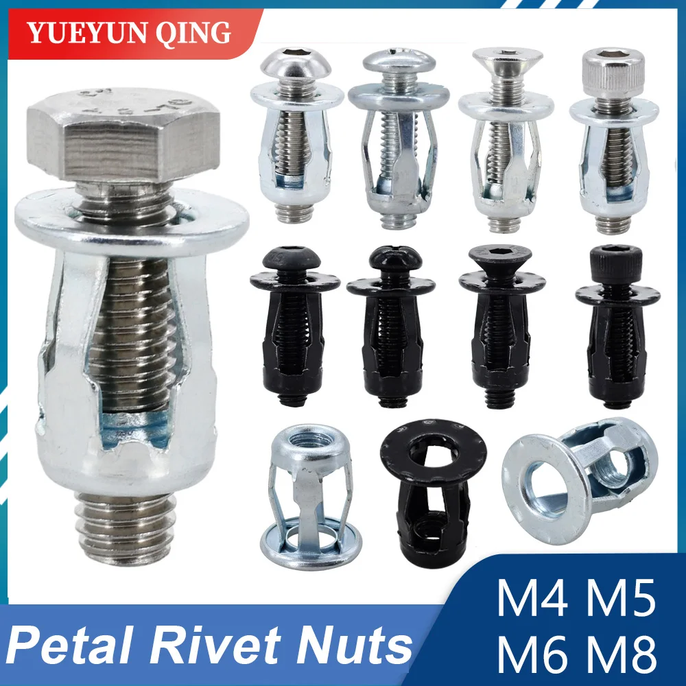 40-60Pcs-Petal-Shape-Metal-Rivet-Nut-Expansion-Screw-Bolt-Jack-Nuts-M4 ...