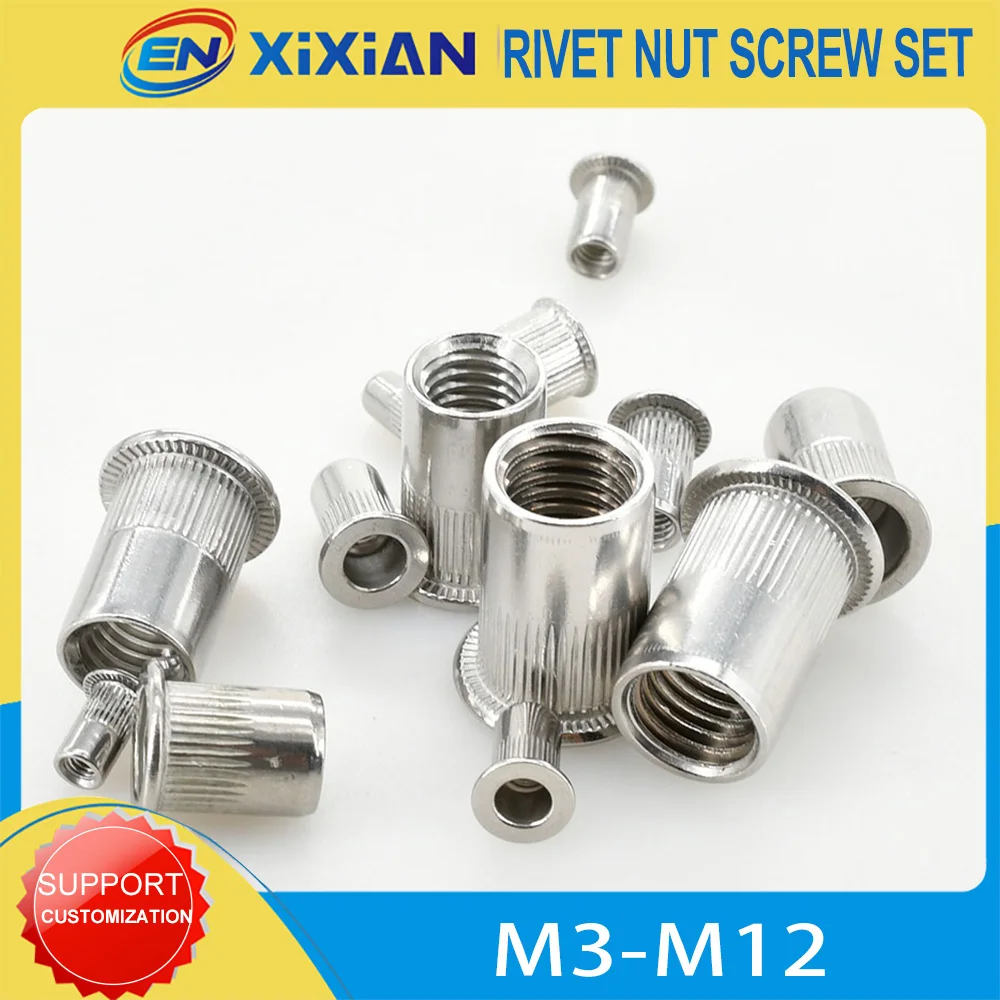 M3-M4-M5-M6-M8-M10-M12-Threaded-Rivet-Screw-Nut-Bolt-Set-304-Stainless ...